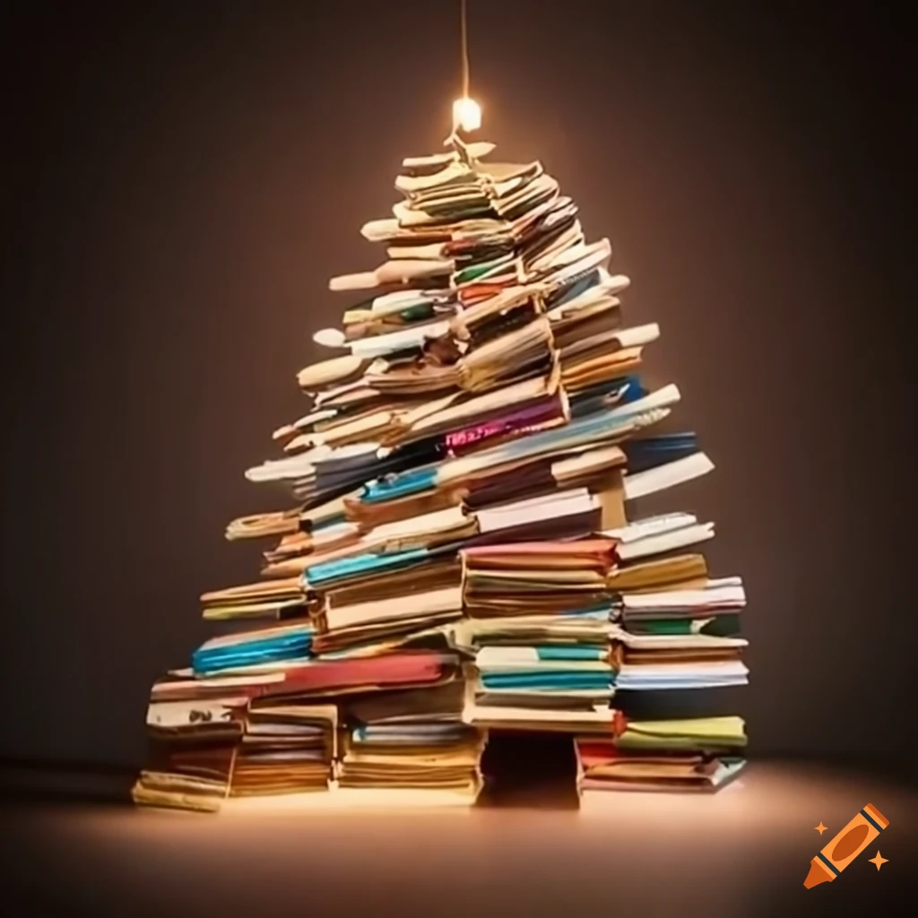 Christmas tree made of books