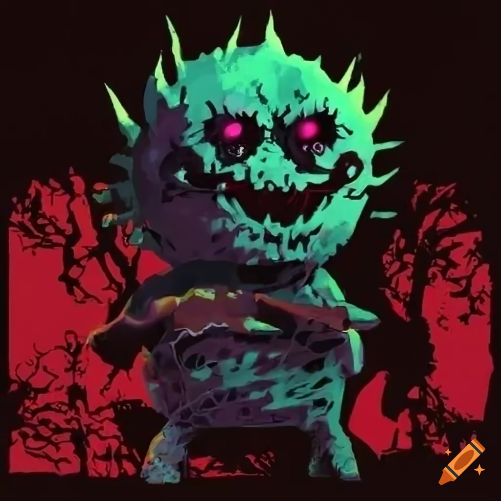 Dramatic boss battle artwork with hero and shadow monster on Craiyon