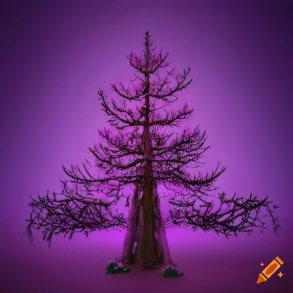 Violet rose arch under a pine tree