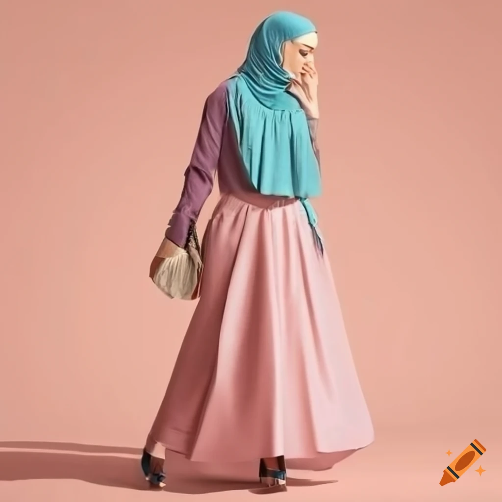 Minimal modest fashion with pastel colors and egyptian pattern