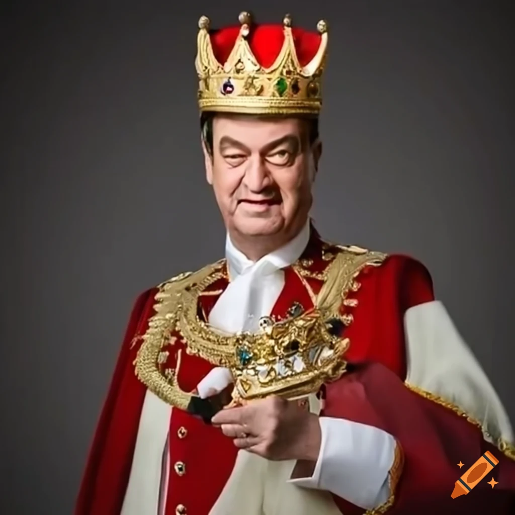 Markus söder dressed as a king with a crown on Craiyon