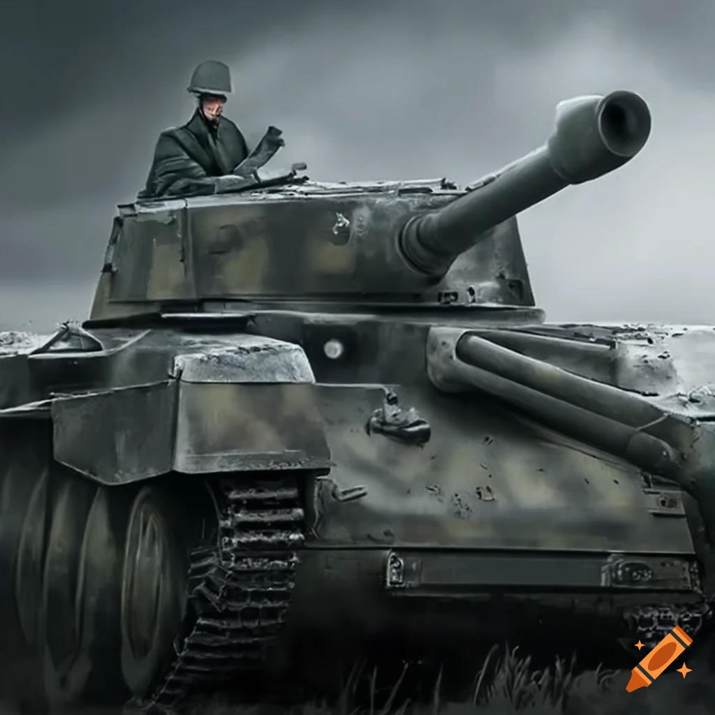 Gray german panzer from 1942 shooting