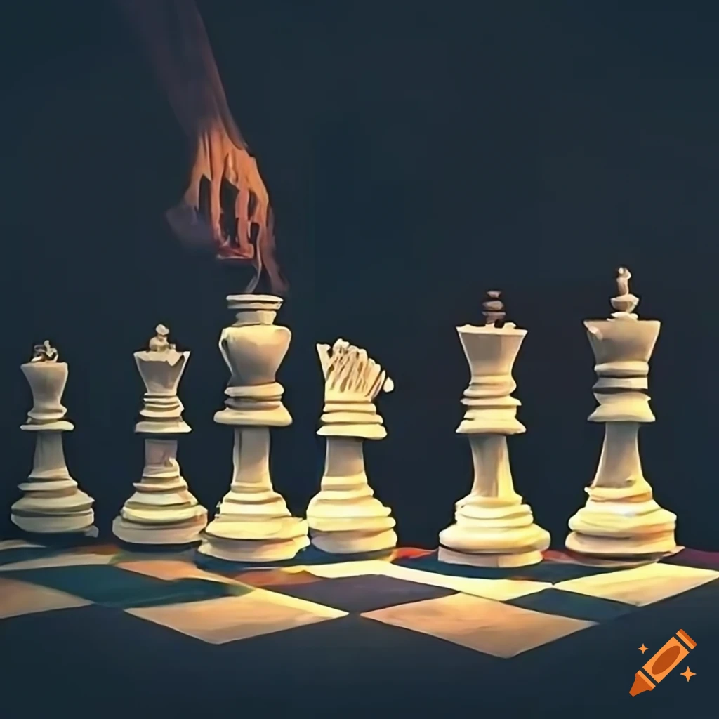 Painting of a chess game