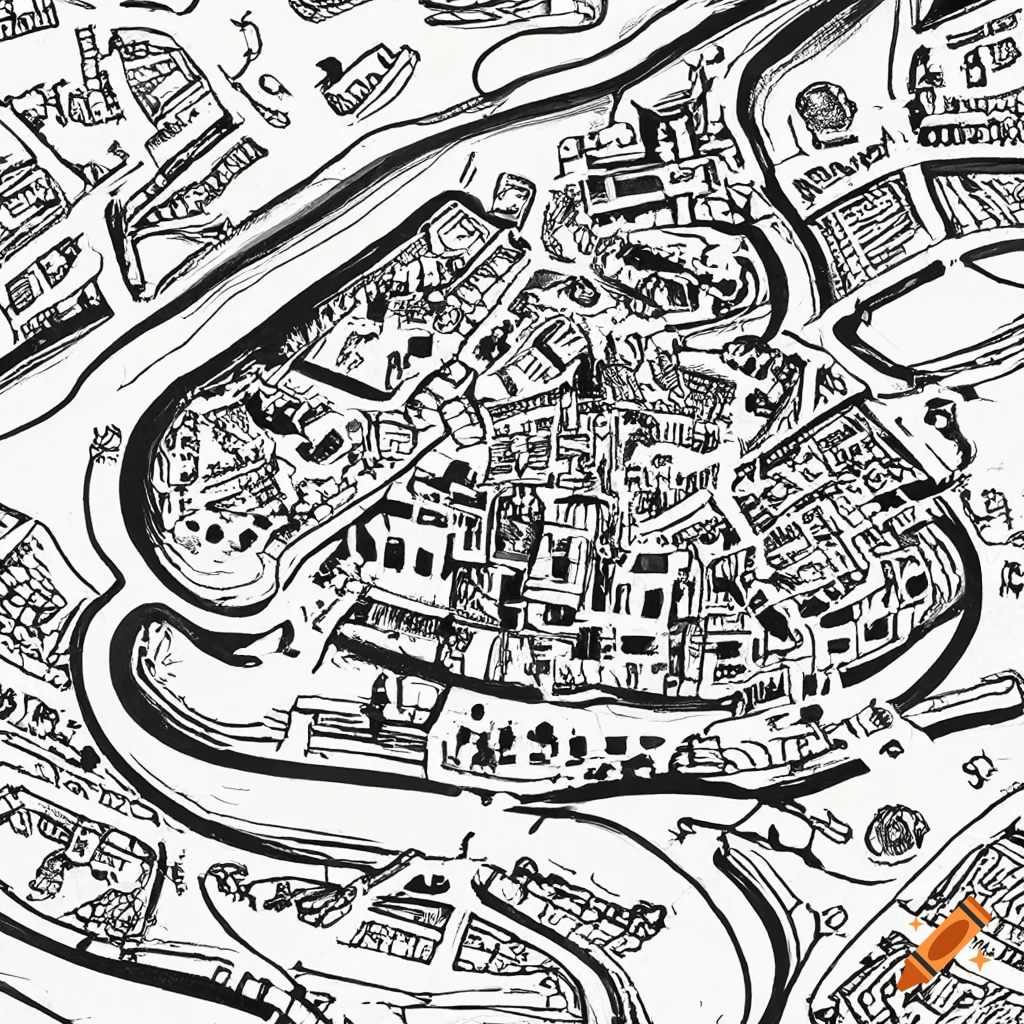 Detailed cartoon map of Blackpool with main attractions on Craiyon