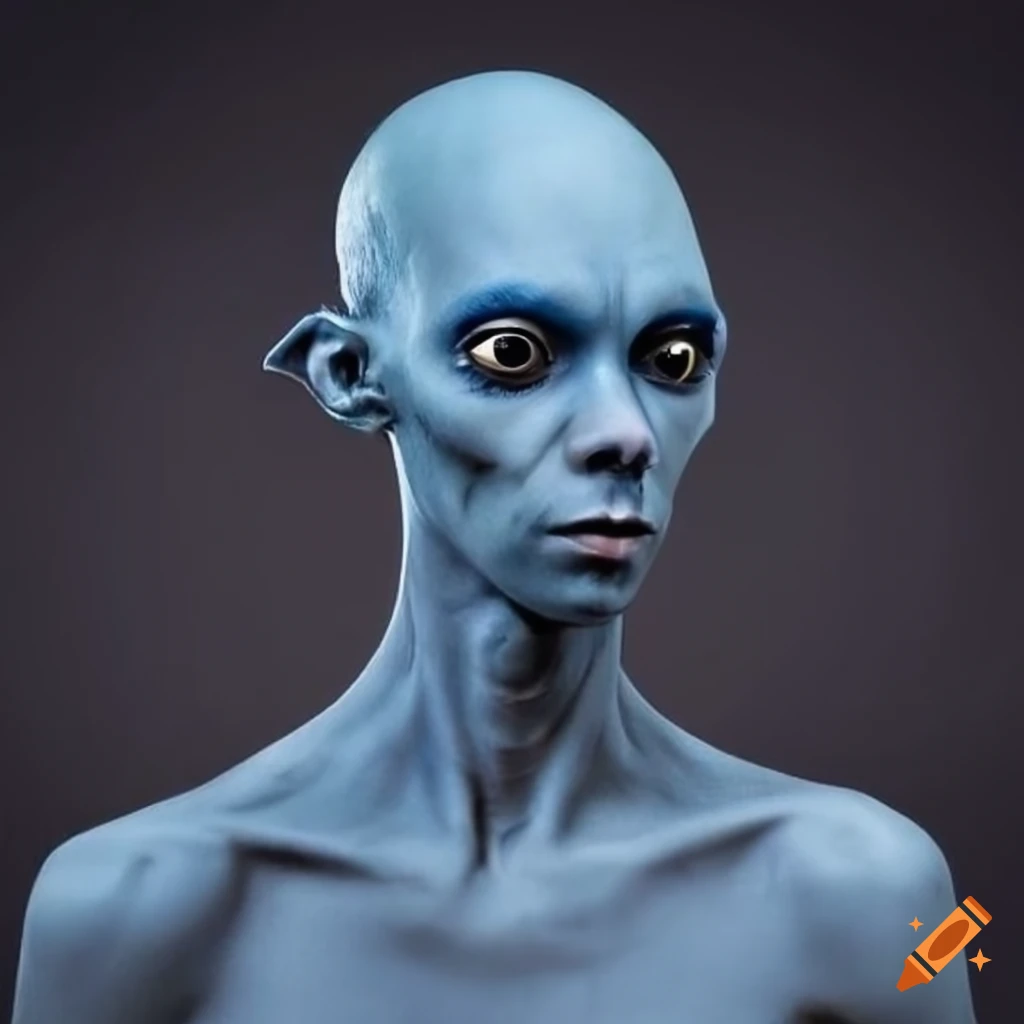 Image of a blue-skinned alien man with pointed ears on Craiyon