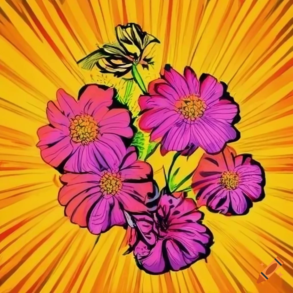 Comic-style flowers illustration
