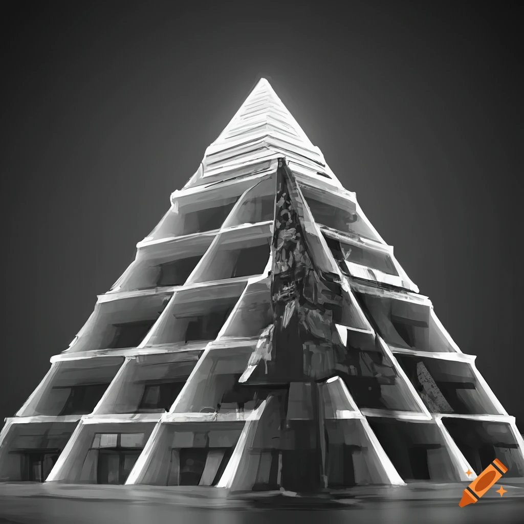 Black and white cyberpunk pyramid on Craiyon