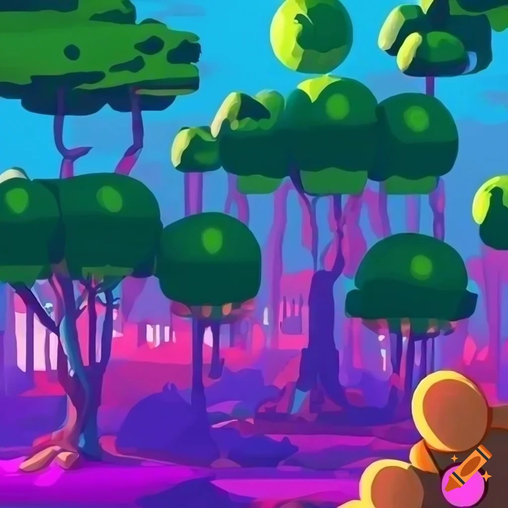 Background of trees for a hypercasual mobile game