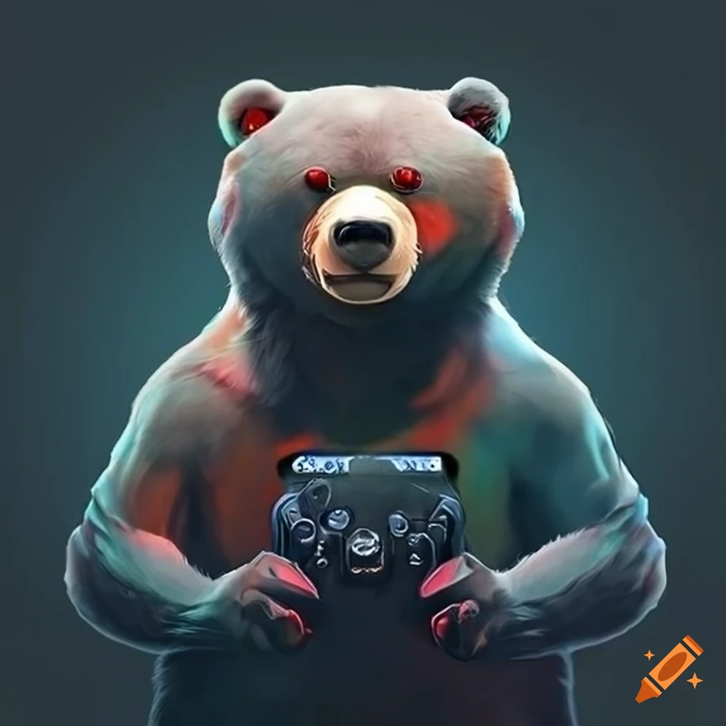 Gaming bear illustration on Craiyon