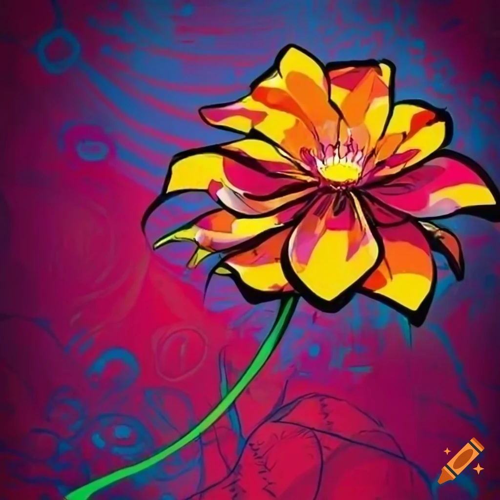 Comic style illustration of flowers