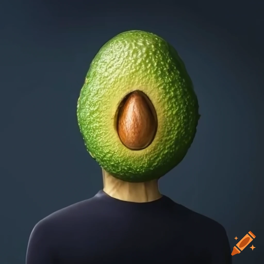 Artistic illustration of a person with avocado head on Craiyon