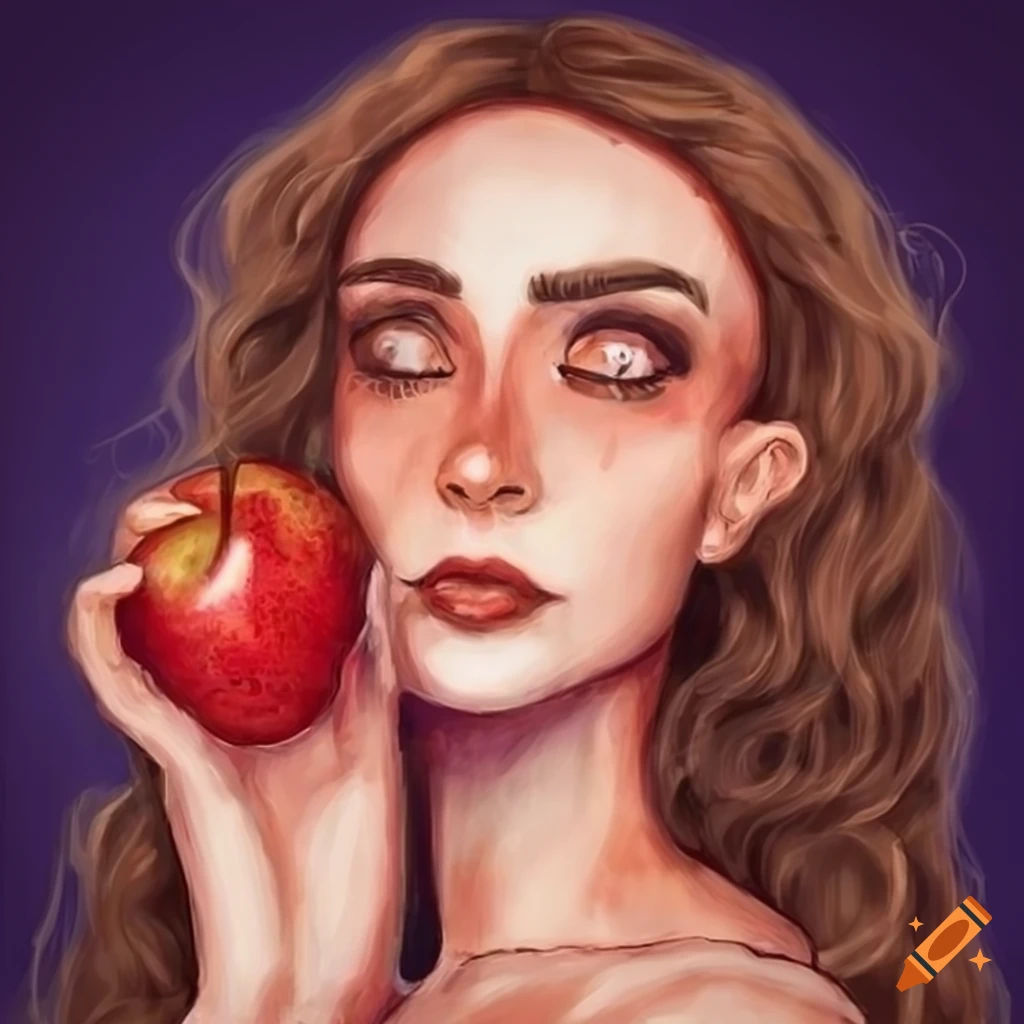 Sketch of venus holding an apple