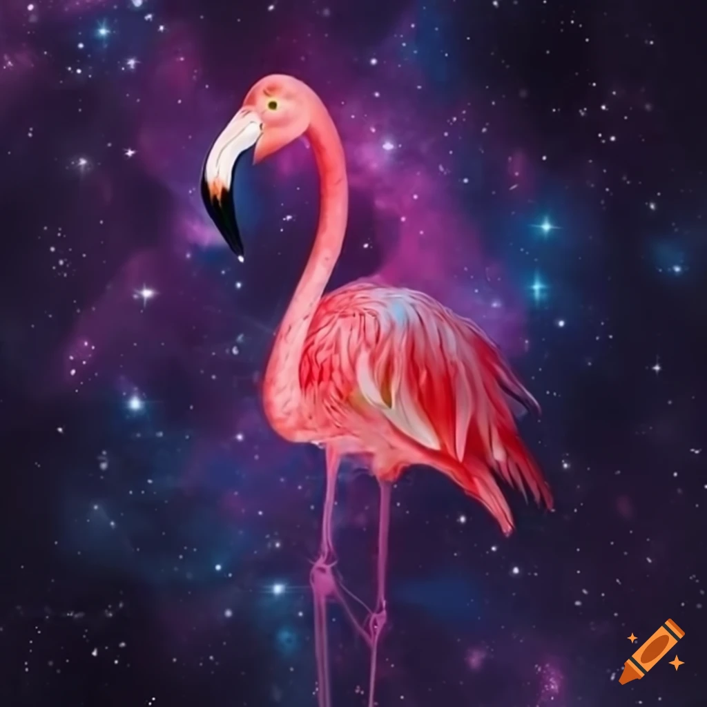 Abstract flamingo in space on Craiyon