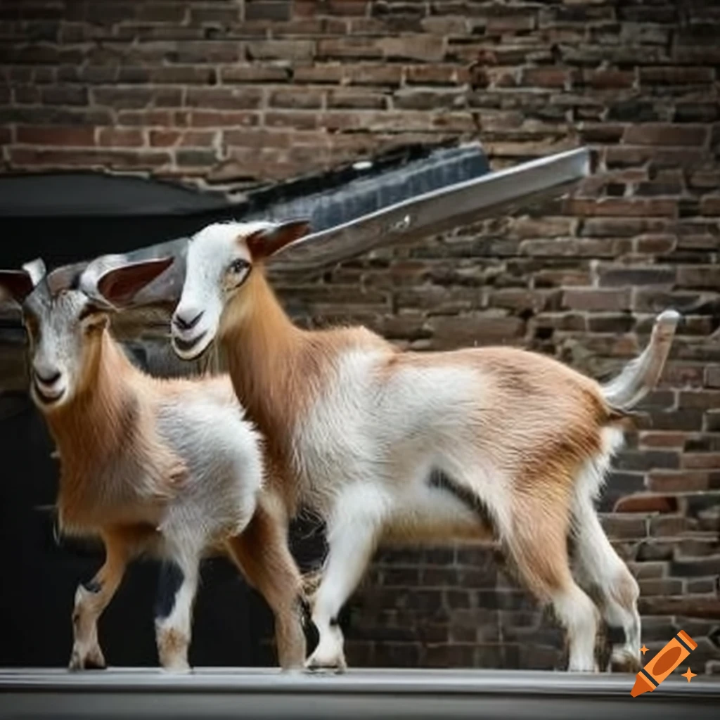 Goats standing in a gutter