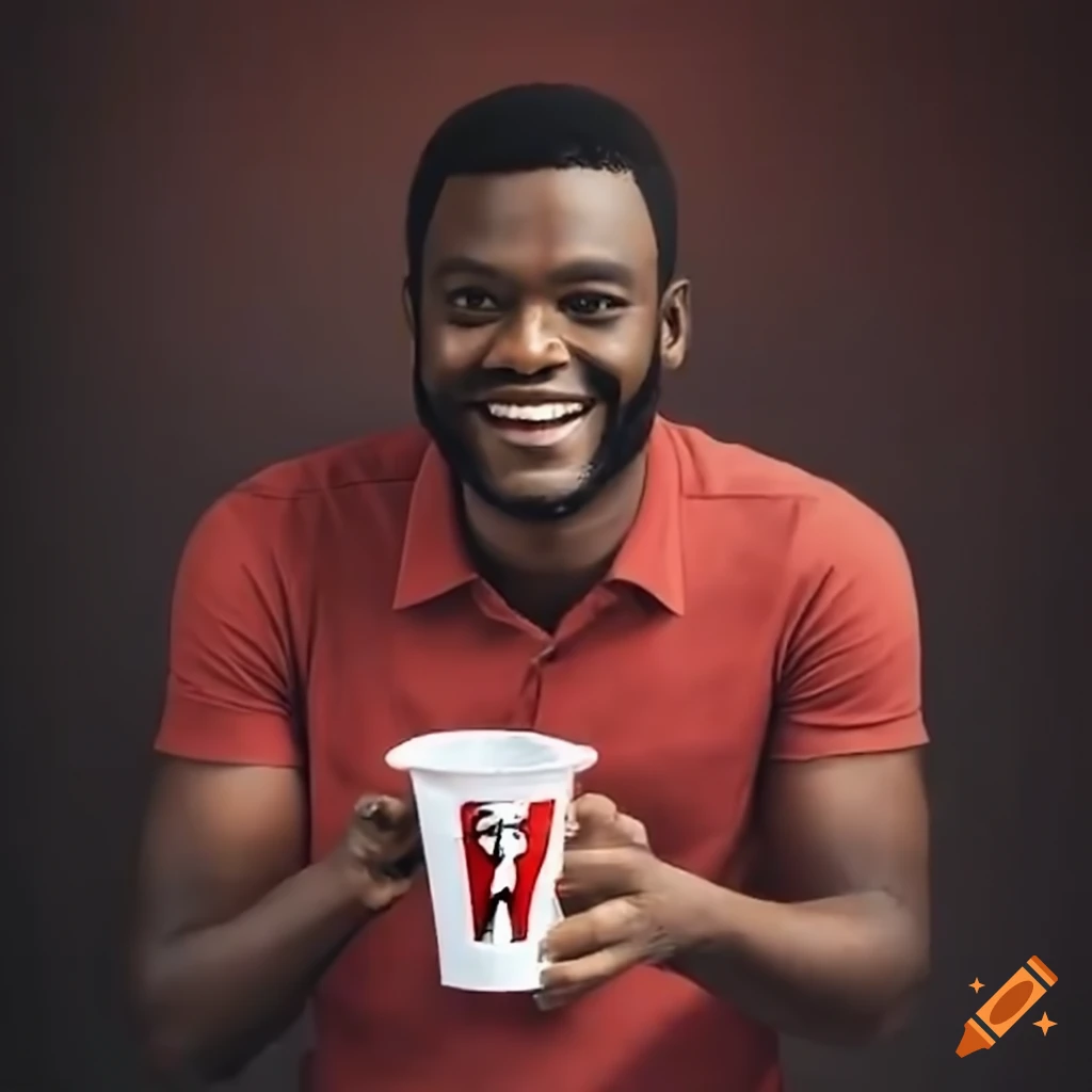 Man holding a kfc bucket on Craiyon