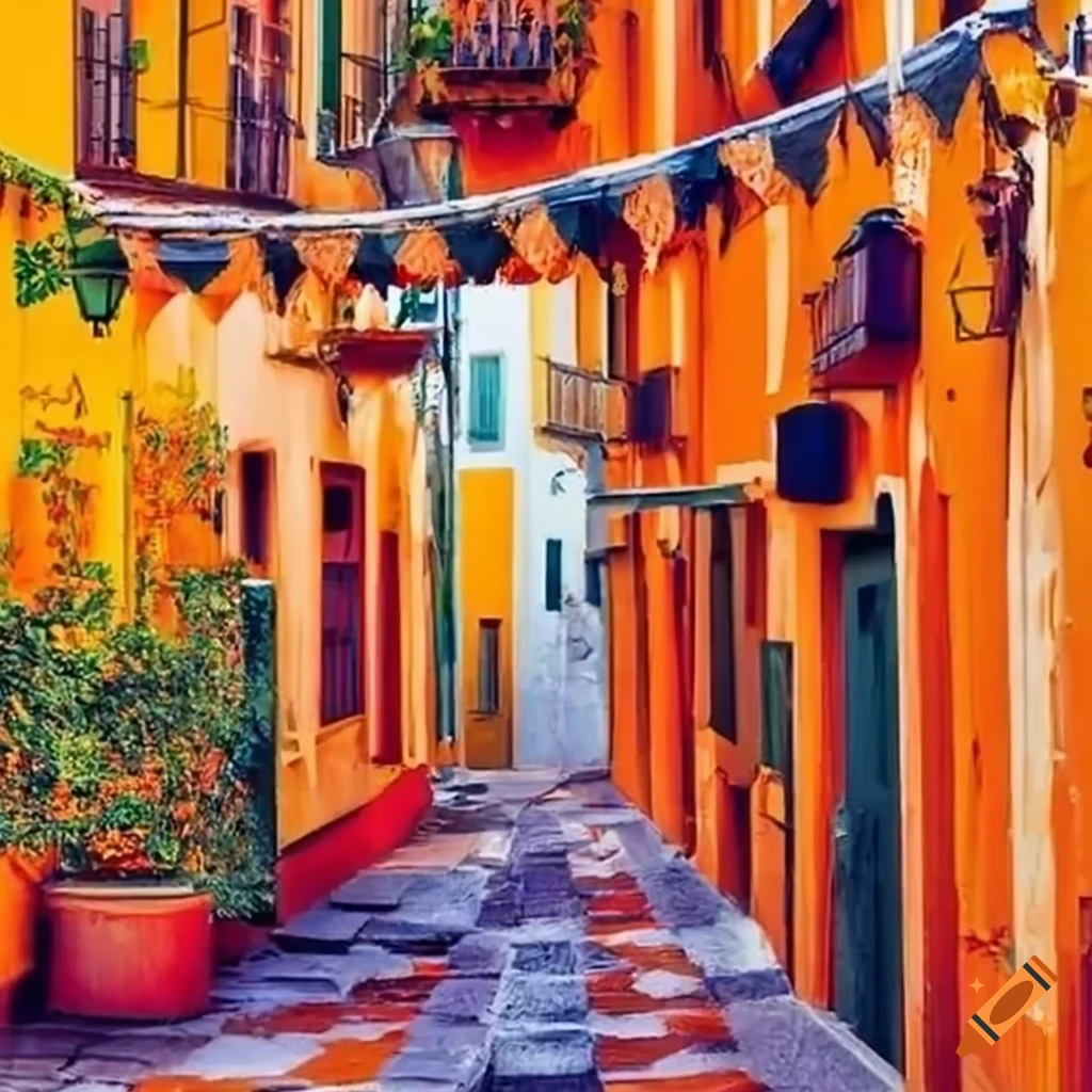 Colorful street art in Spain on Craiyon