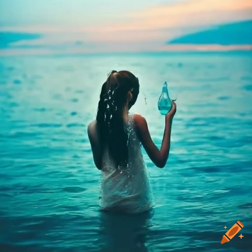 Girl with cornrows controlling water at the beach on Craiyon