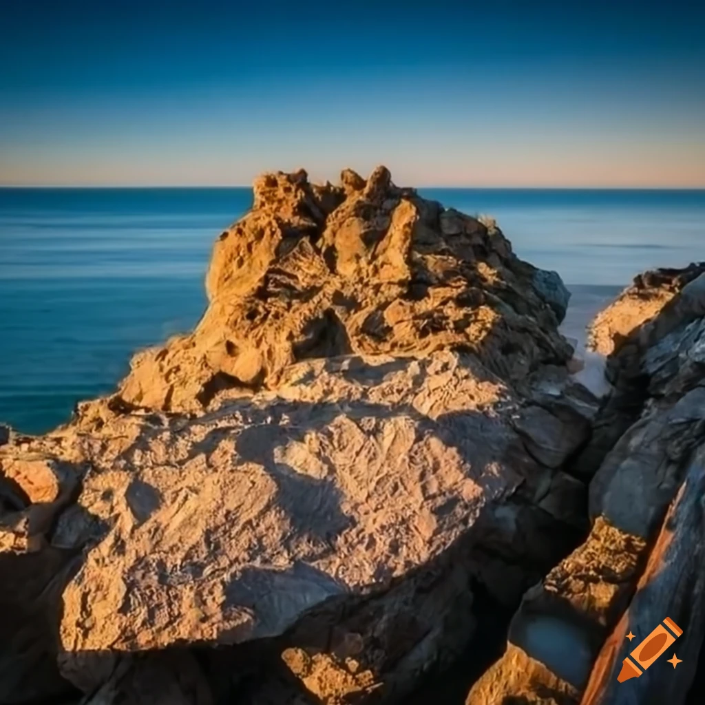 Geological formation with sharp folds near the sea