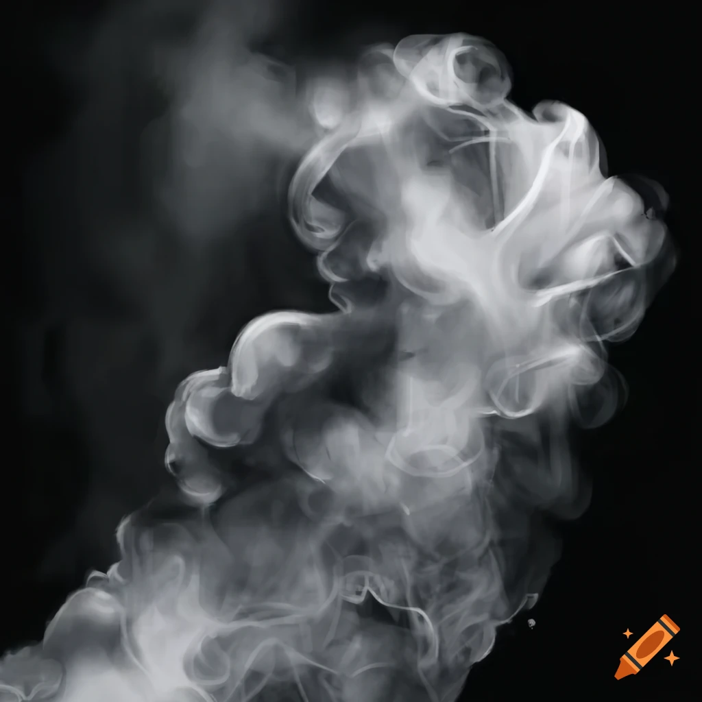 Detailed watercolor painting of black smoke