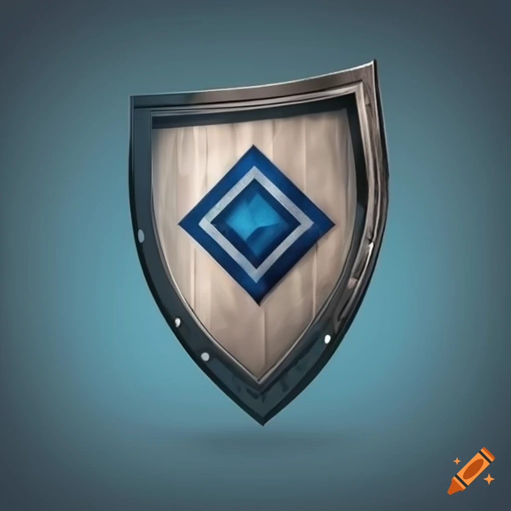 Dark gray shield with blue diamond emblem