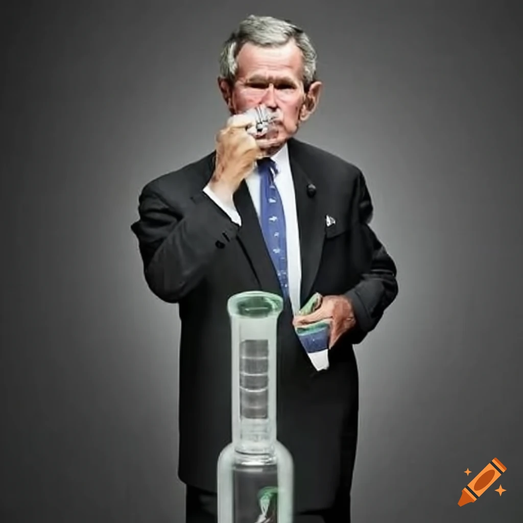 Satirical image of george bush and expensive bong
