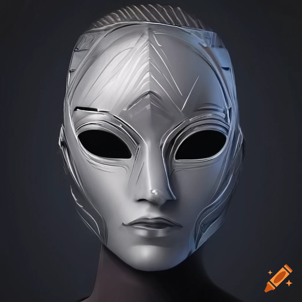 White gold highlighted futuristic mask