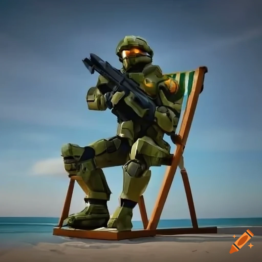 Master chief enjoying the beach