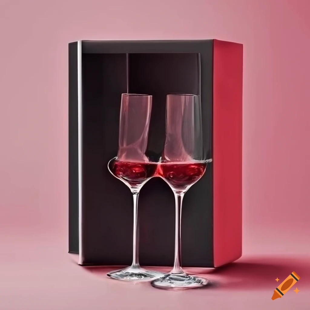 Elegant black gift box for wine glasses