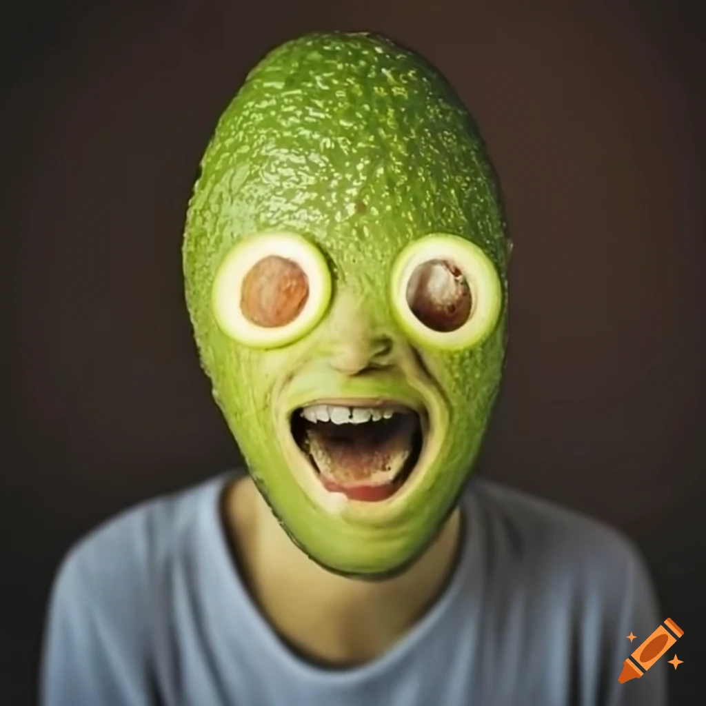 Illustration of a person with an avocado head on Craiyon