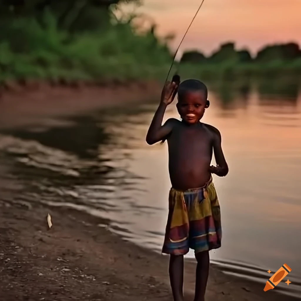 Children fishing in africa