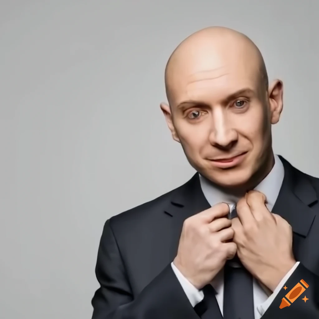 Confident bald man holding a diplomat case