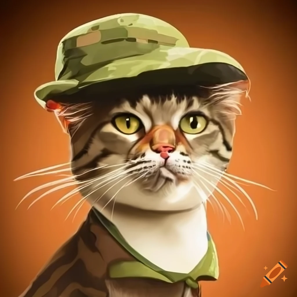 Popcat wearing a military hat