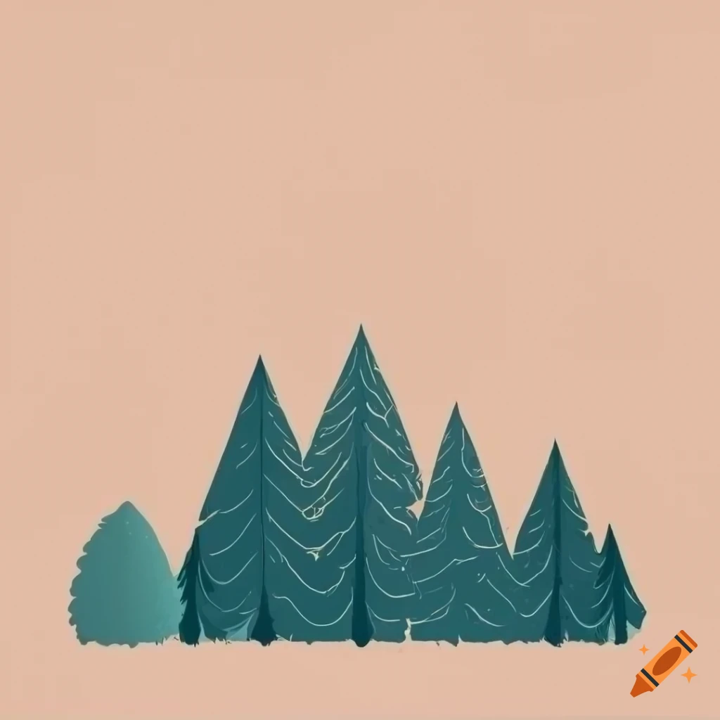 Minimalistic forest illustration with muted colors
