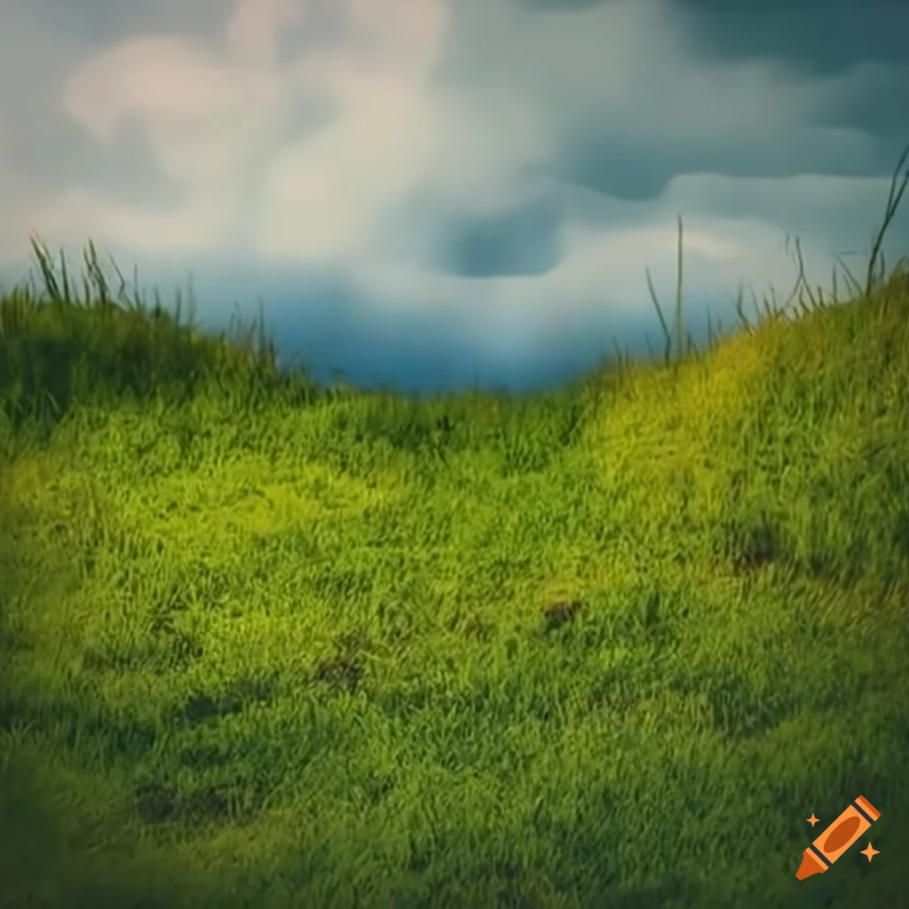 Scenery with grass and ground dirt in coraline style
