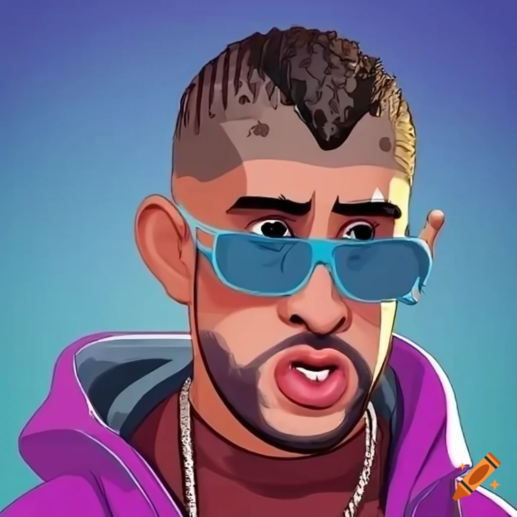 Funny cartoon of bad bunny