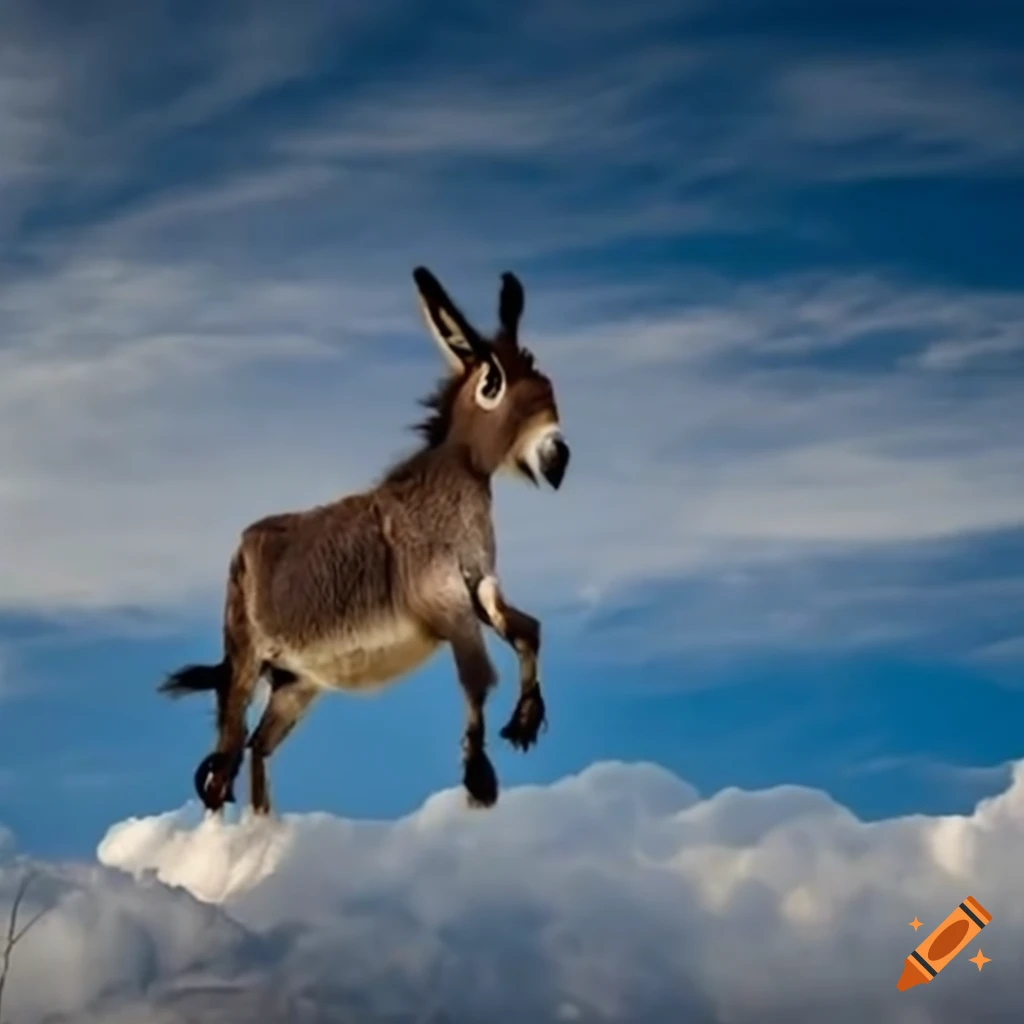 Donkey flying in the sky on Craiyon