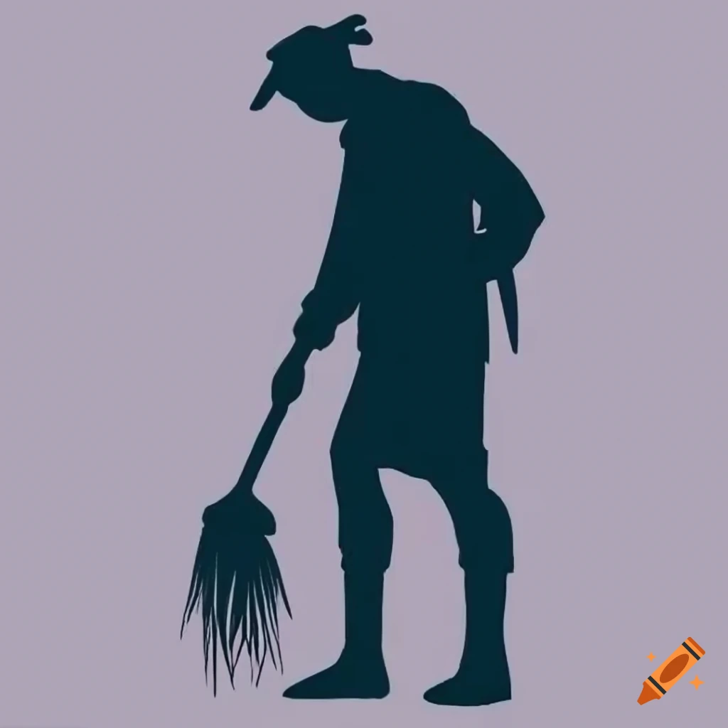 Silhouette of a farmer standing in side view