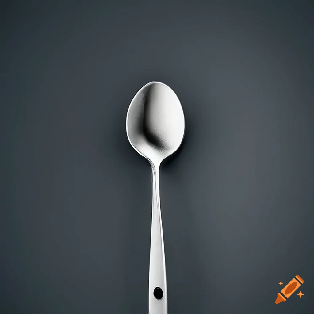Modern steel spoon with hole for marking purposes on Craiyon
