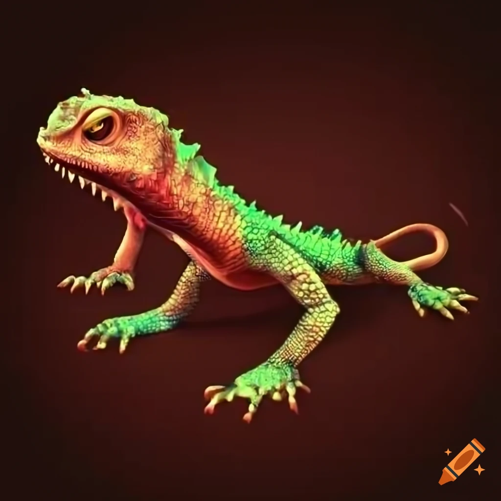Image of a scaly creature with red glowing eyes on Craiyon
