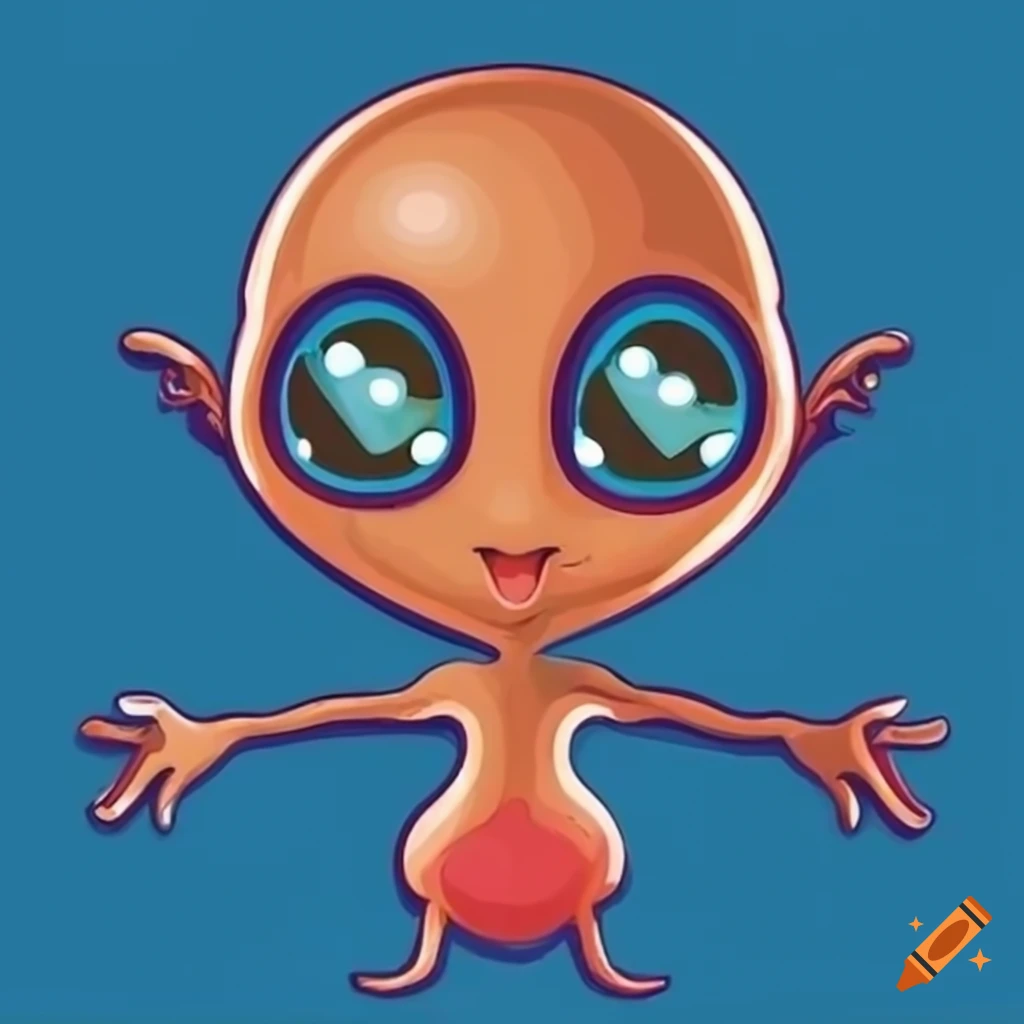 Cute and colorful alien with a friendly smile on Craiyon
