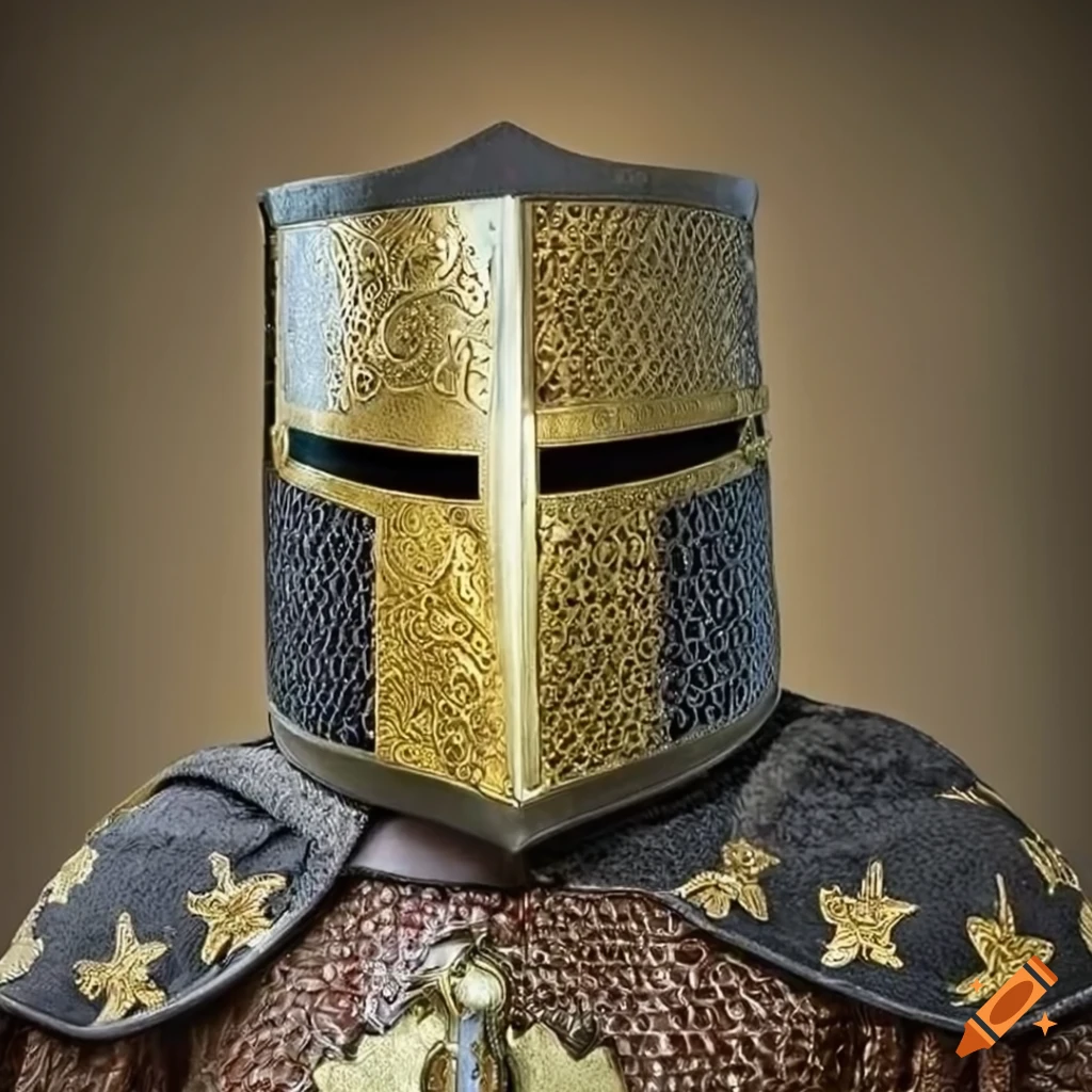 Photorealistic golden knight in armor on Craiyon