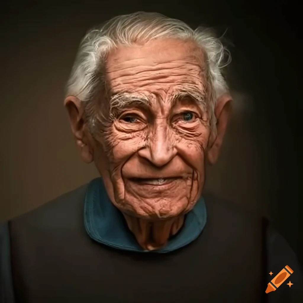 Portrait of a wise elderly man with a warm smile on Craiyon