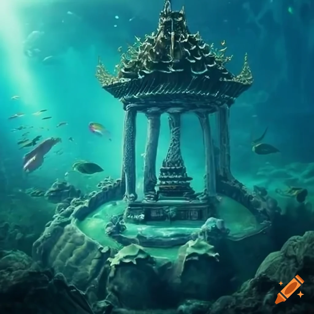 Image of an underwater temple on Craiyon