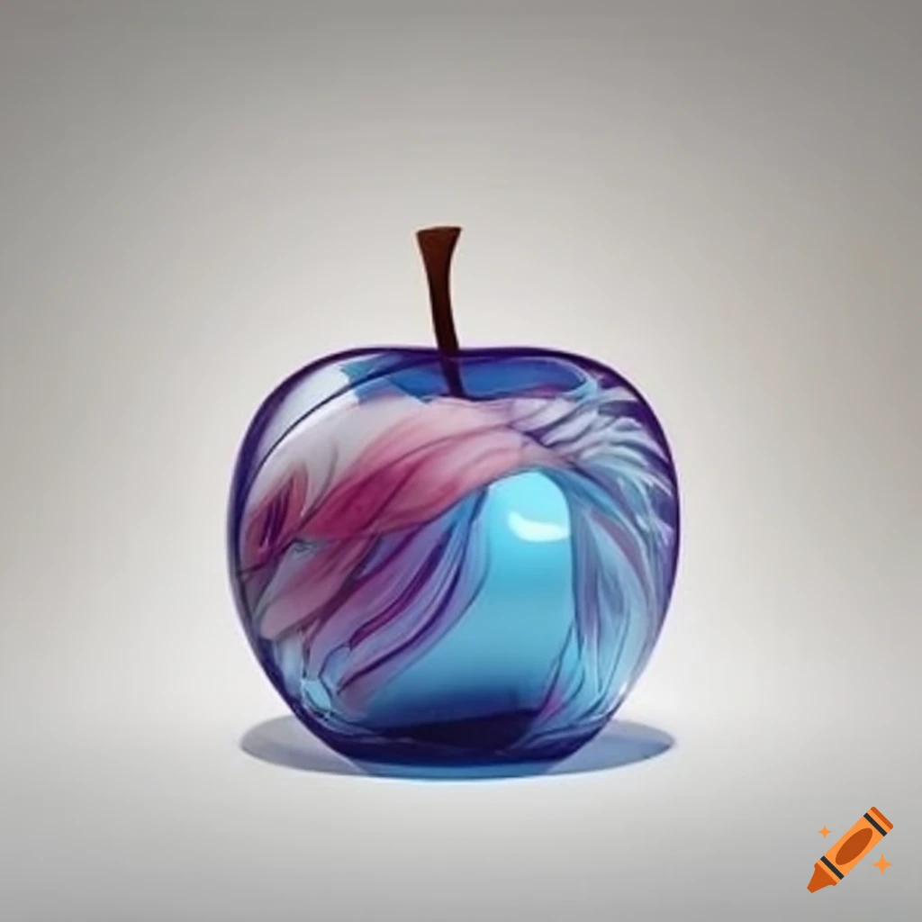 Glass sculpture of an apple on Craiyon