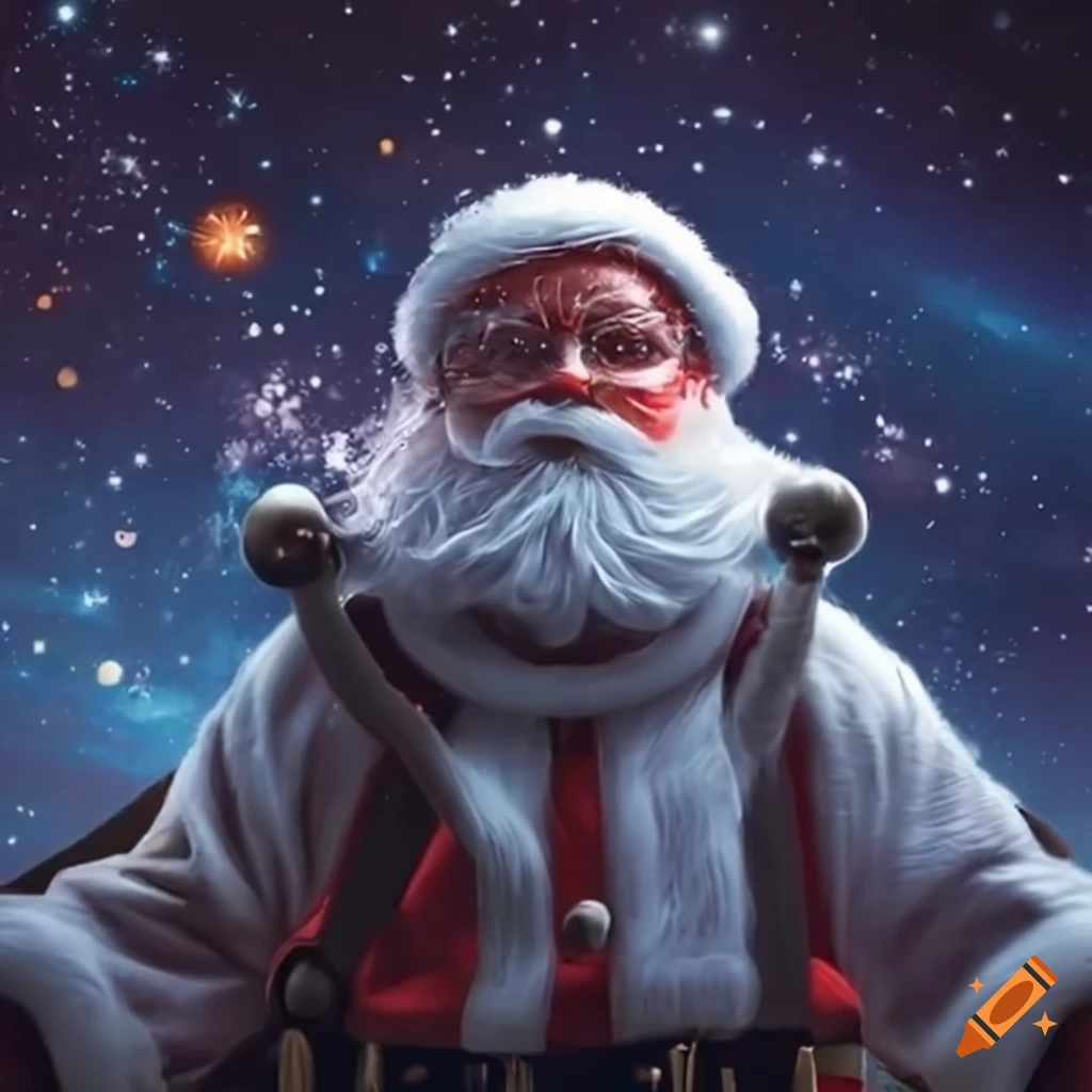 Illustration of santa claus in space on Craiyon