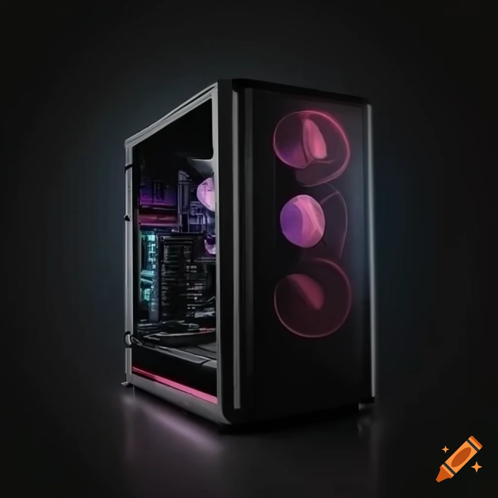Dark-themed gaming computer on Craiyon