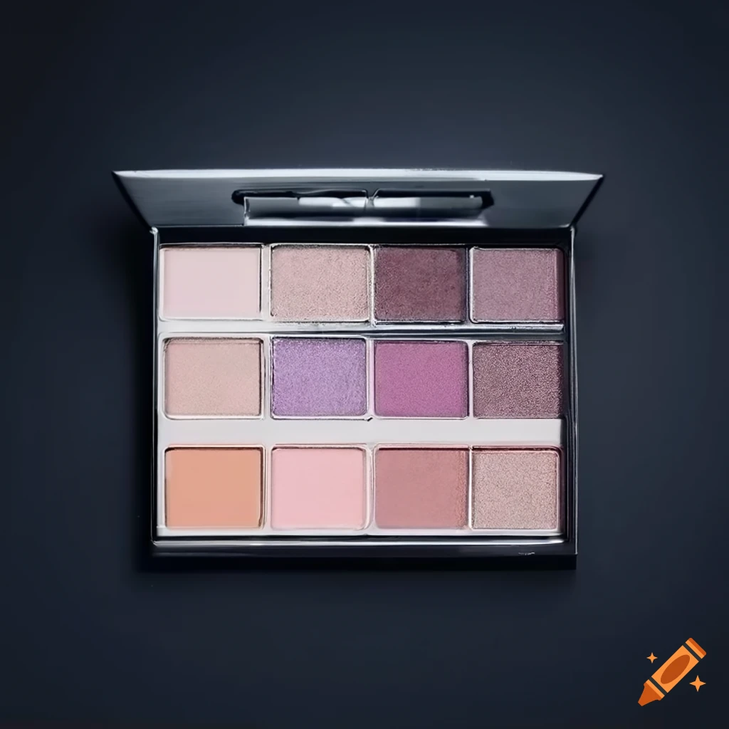 Elegant silver accented eyeshadow palette on Craiyon