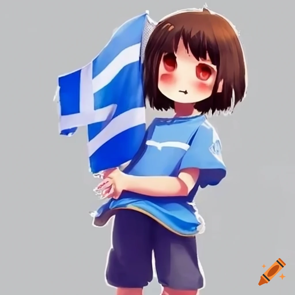 Chara holding the greek flag