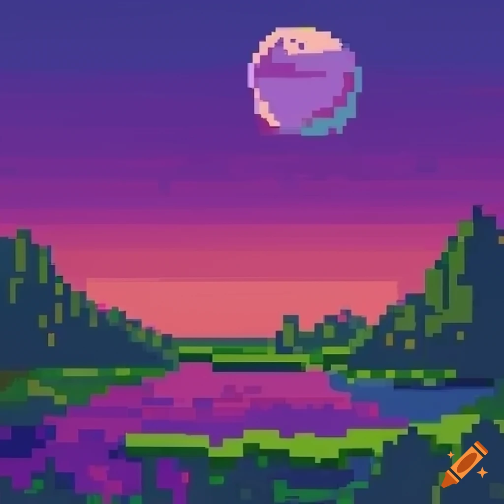 Pixel art landscape in Windows XP Luna style on Craiyon