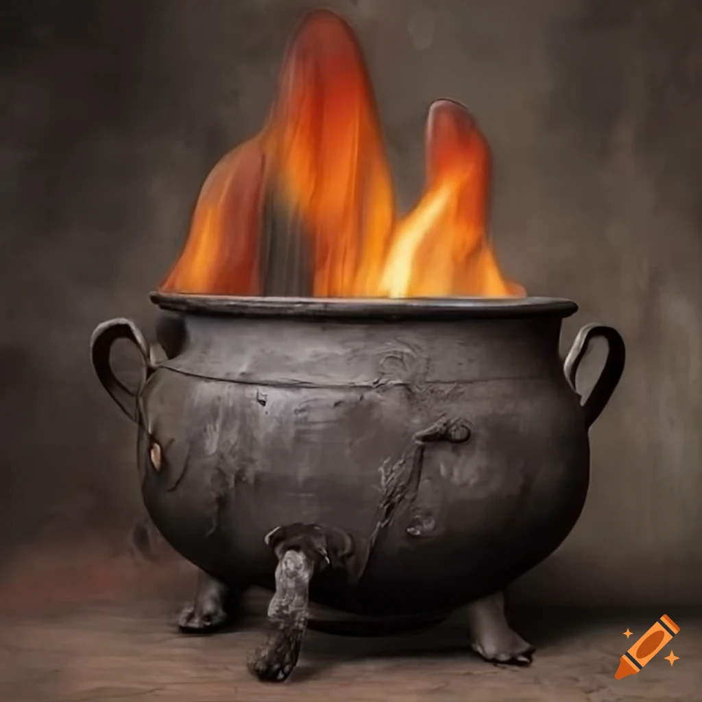Ancient and large cauldron